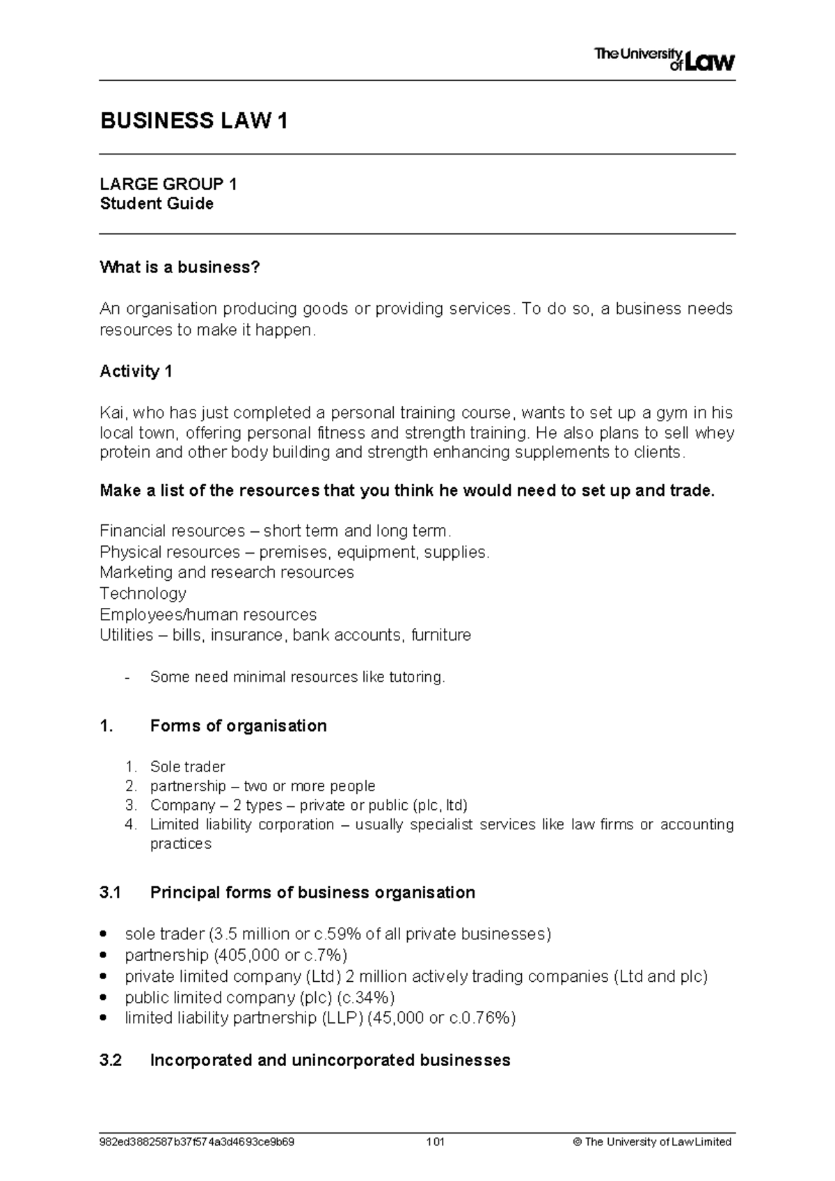 Business Law 1 Lectures & Activities - LG1 Guide - Studocu