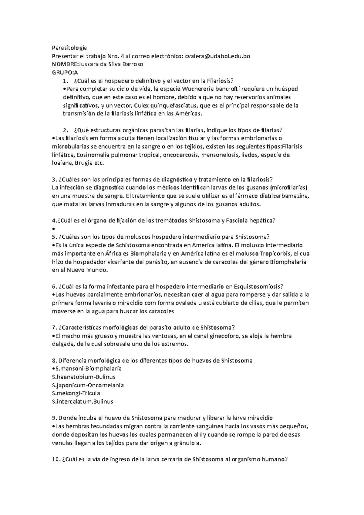 Cuestionario - Parasitología Presentar el trabajo Nro. 4 al correo ...