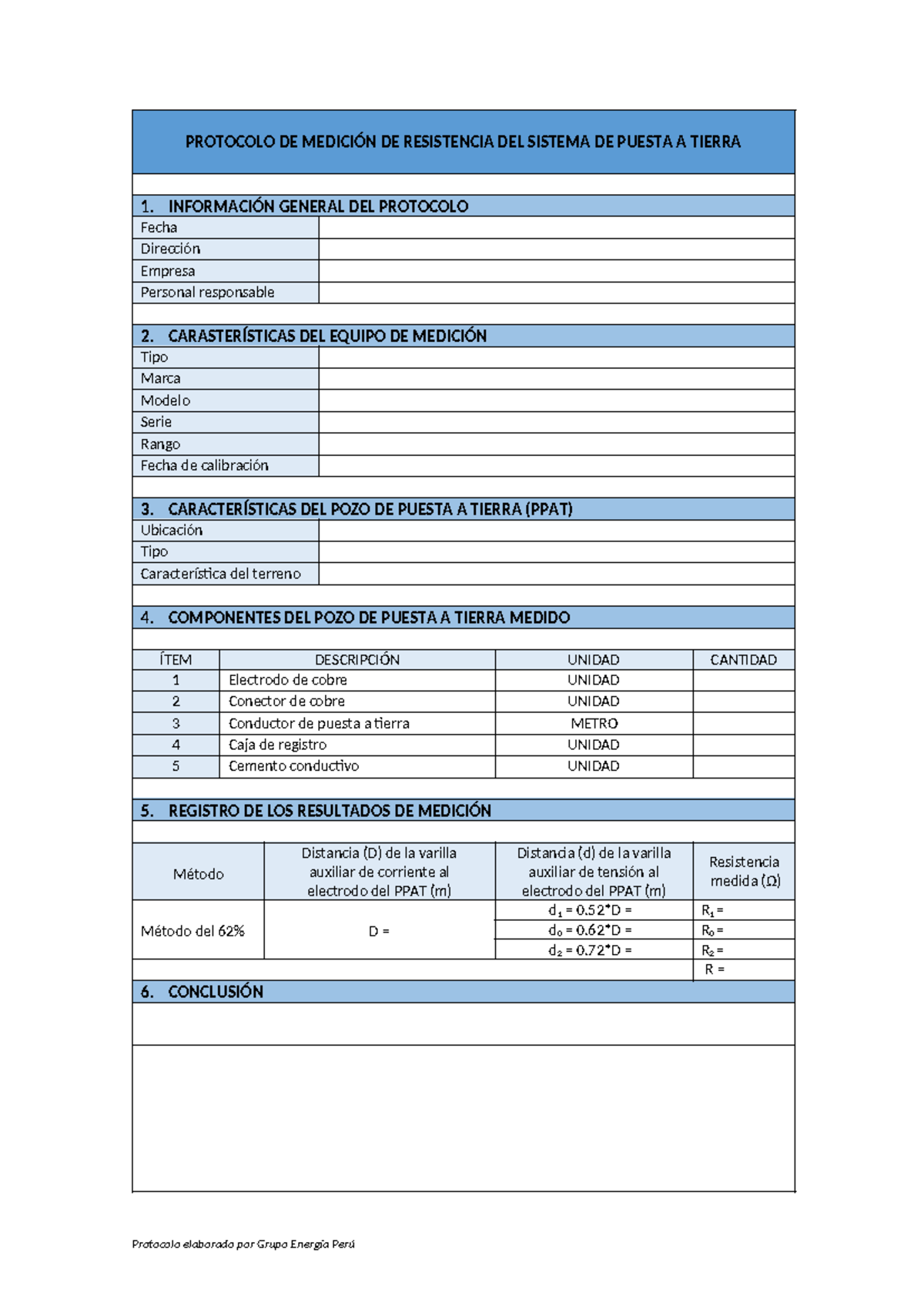 Protocolo-WORD - protocolo de spat - PROTOCOLO DE MEDICIÓN DE RESISTENCIA DEL SISTEMA DE PUESTA ...