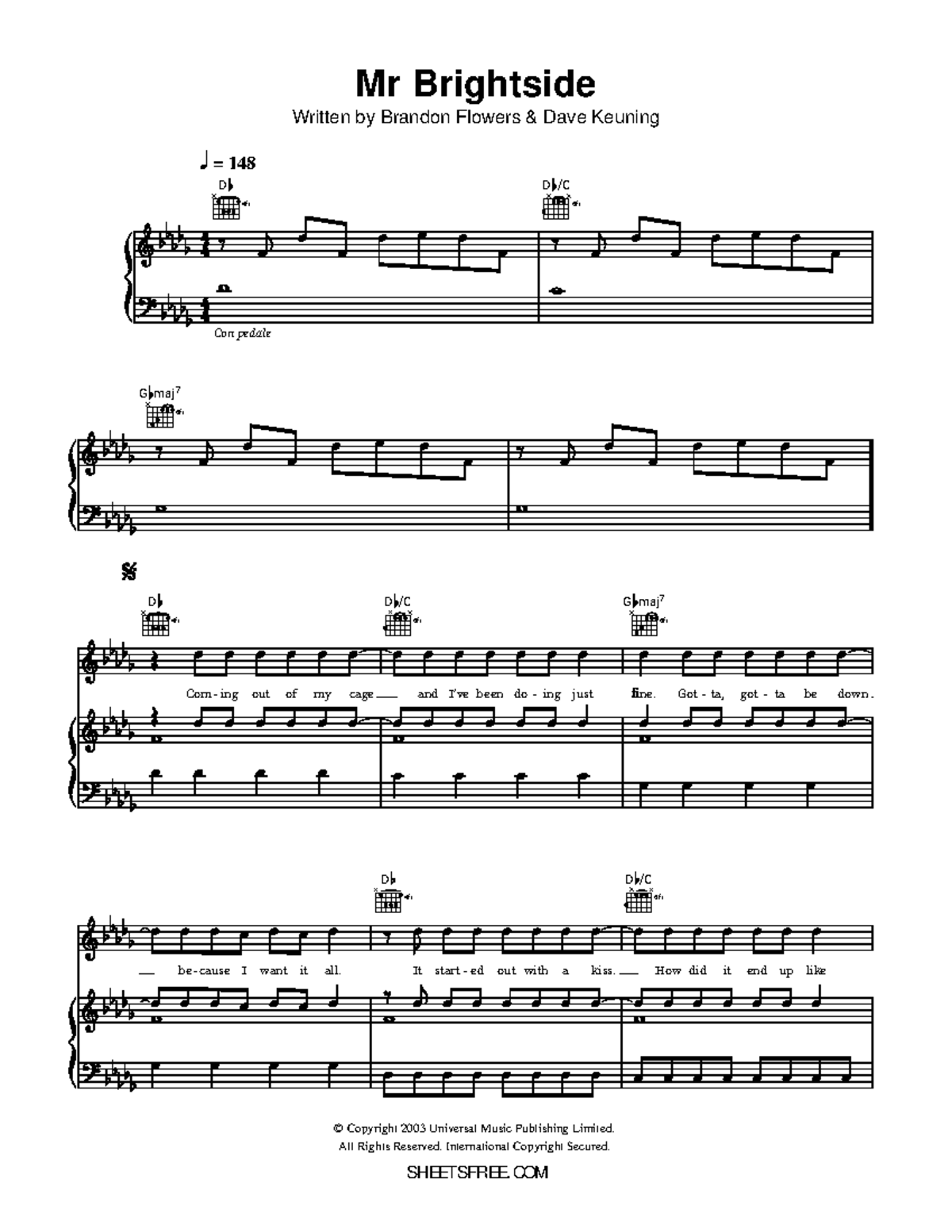 The Killers - Mr. Brightside (Sheet Music) - Studocu