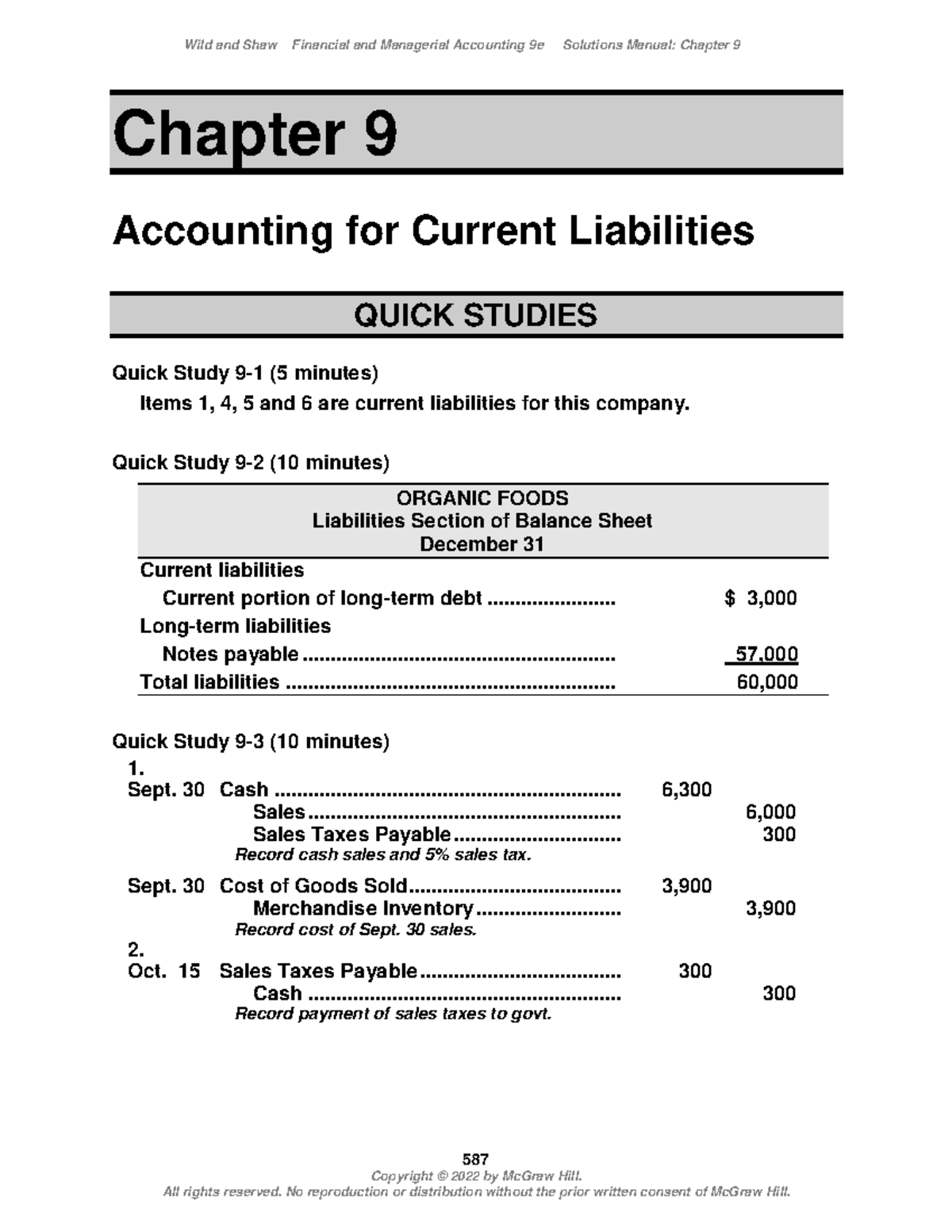 Ch. 9 Solutions - 587 Copyright © 20 22 by McGraw Hill. Chapter 9 ...