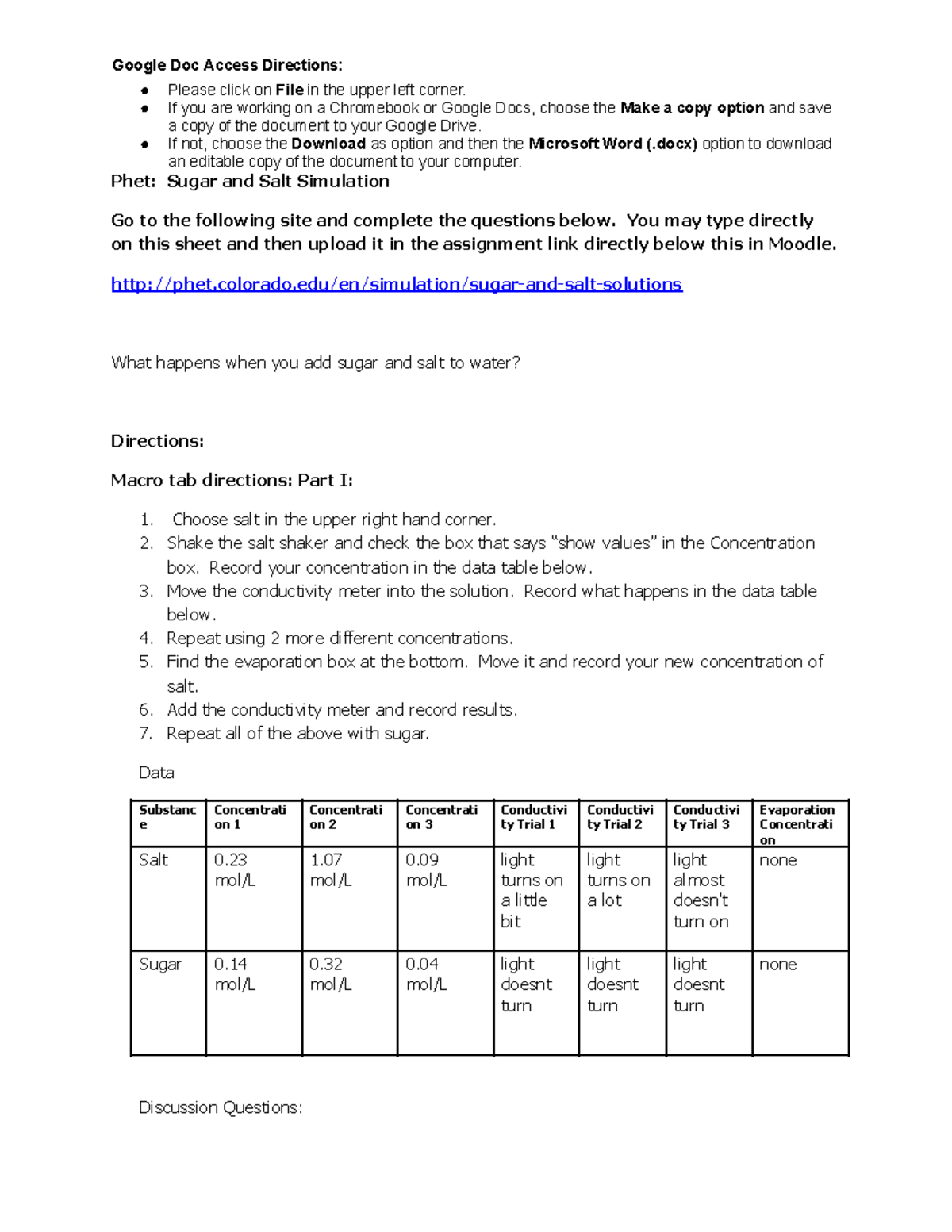 Module 9 Lesson 1 Assignment: Sugar vs Salt Simulation Analysis - Studocu
