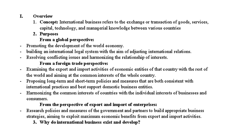 International Business Overview: Concepts, Theories, and Factors - Studocu