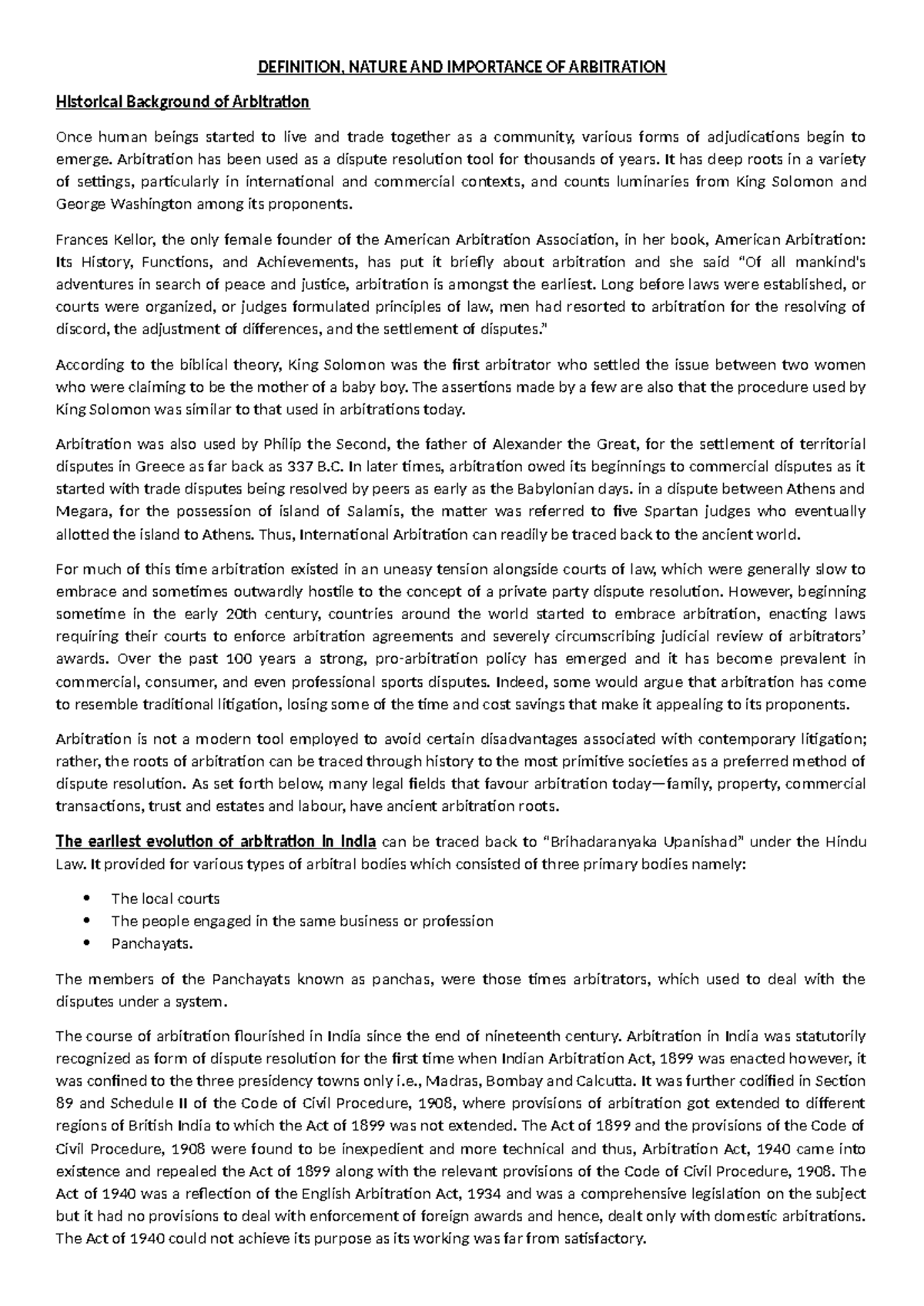 Arbitration: Definition, Nature & Importance in Indian Law - Studocu