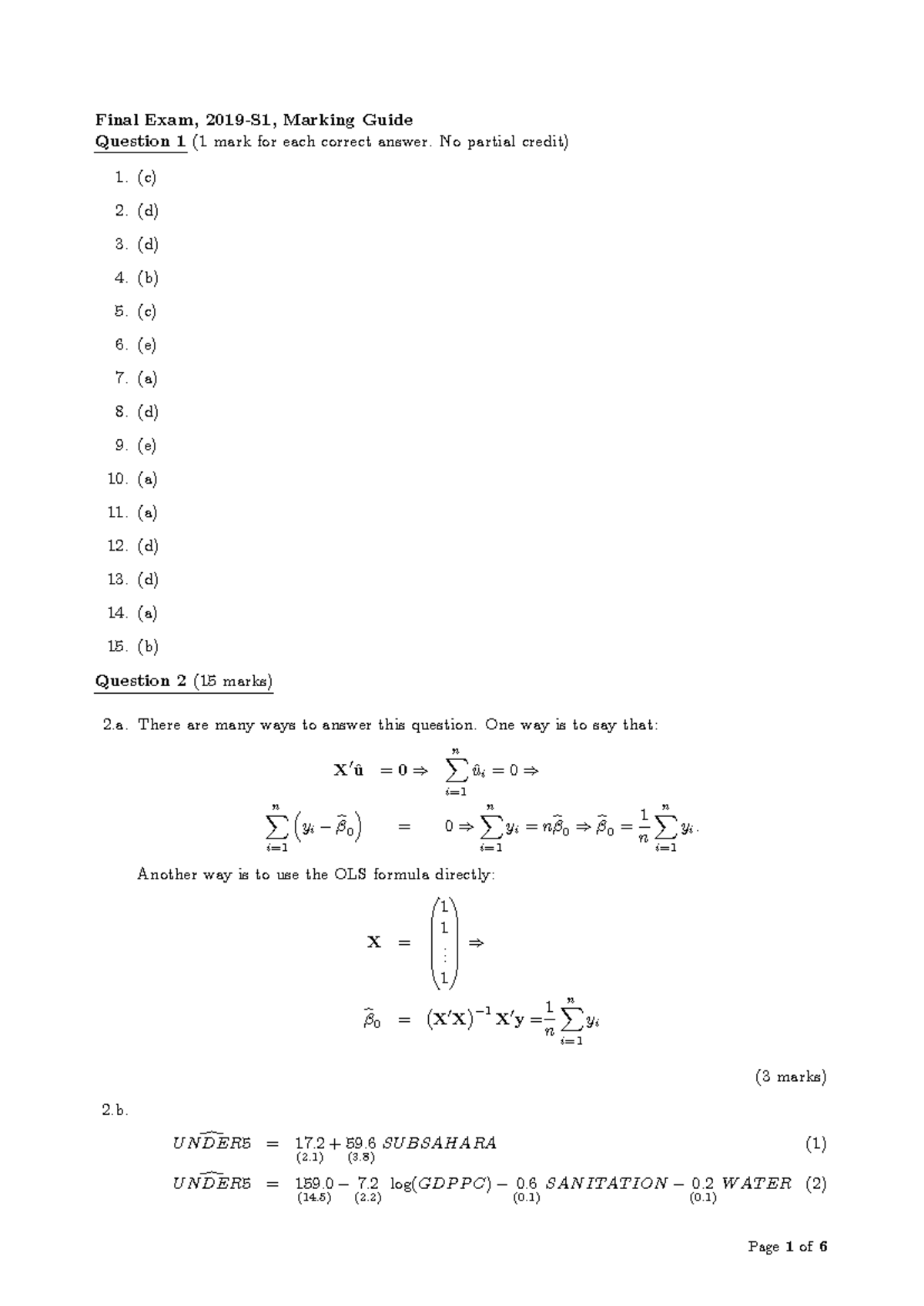 Exam marking guide, S1 2019 - ETC2410 - Monash - Studocu