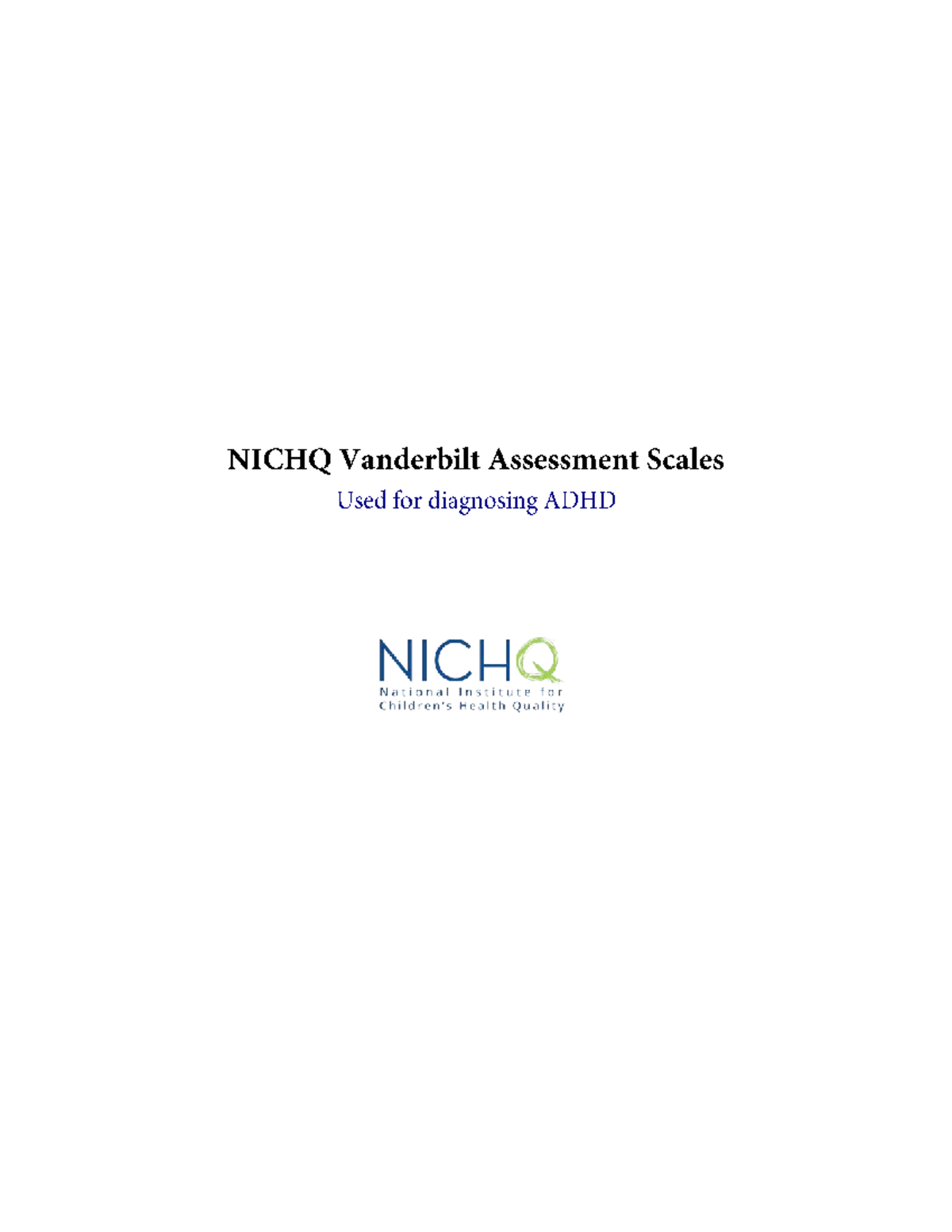 NICHQ Vanderbilt Assessment Scales: Informant Evaluation Guide - Studocu