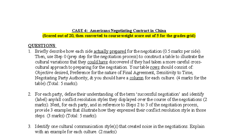 Case Study: US-China Negotiation Strategies (Course Code: CASE 4) - Studocu
