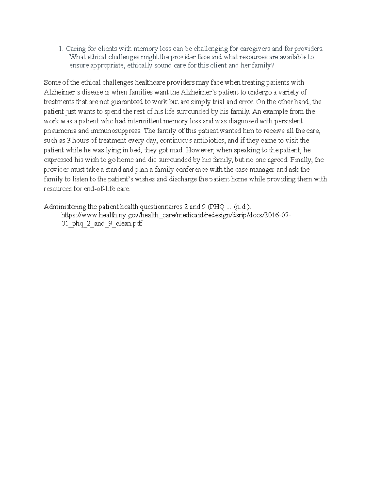 NR601 reflectionweek 6 - Caring for clients with memory loss can be ...