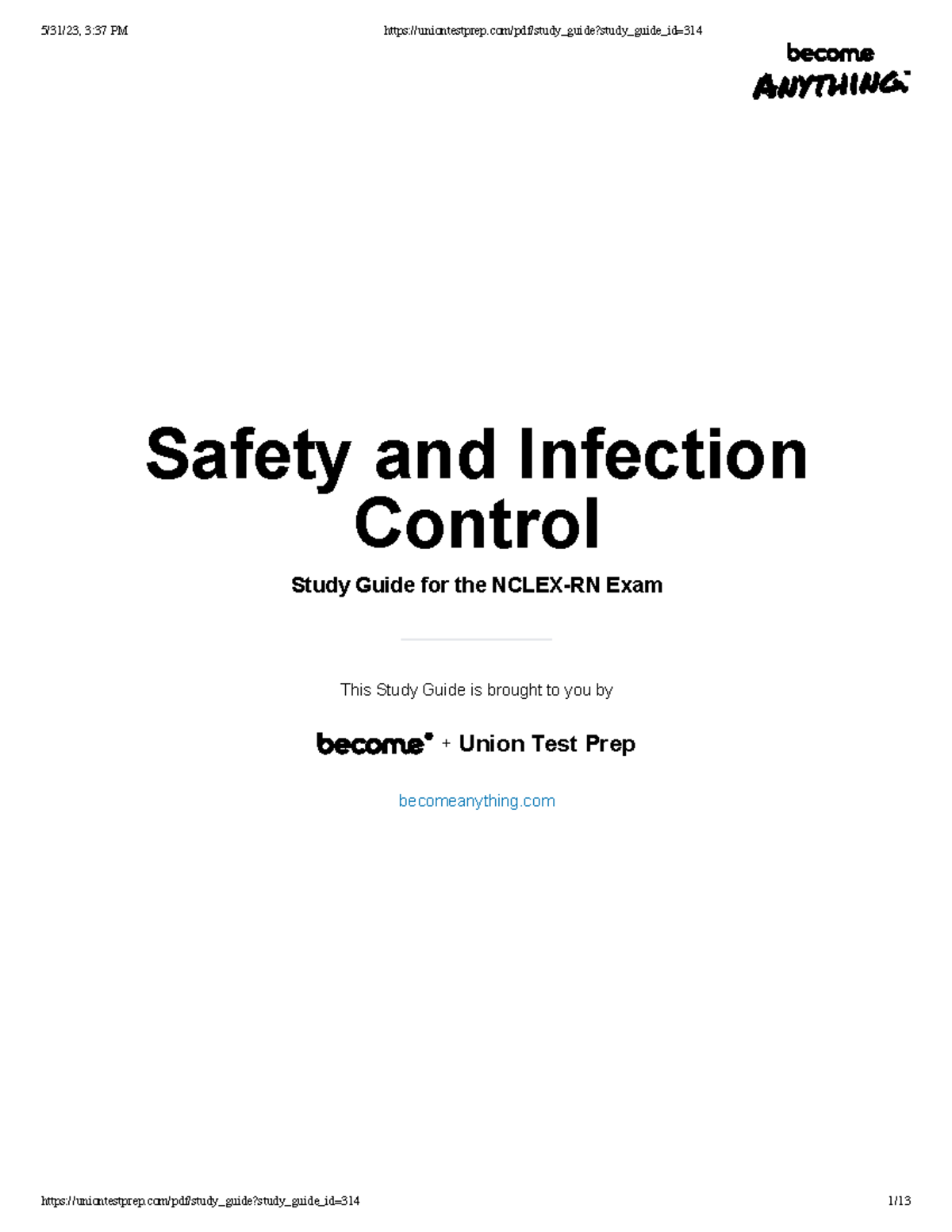 Safety and Infection Control study guide - Safety and Infection Control Study Guide for the ...