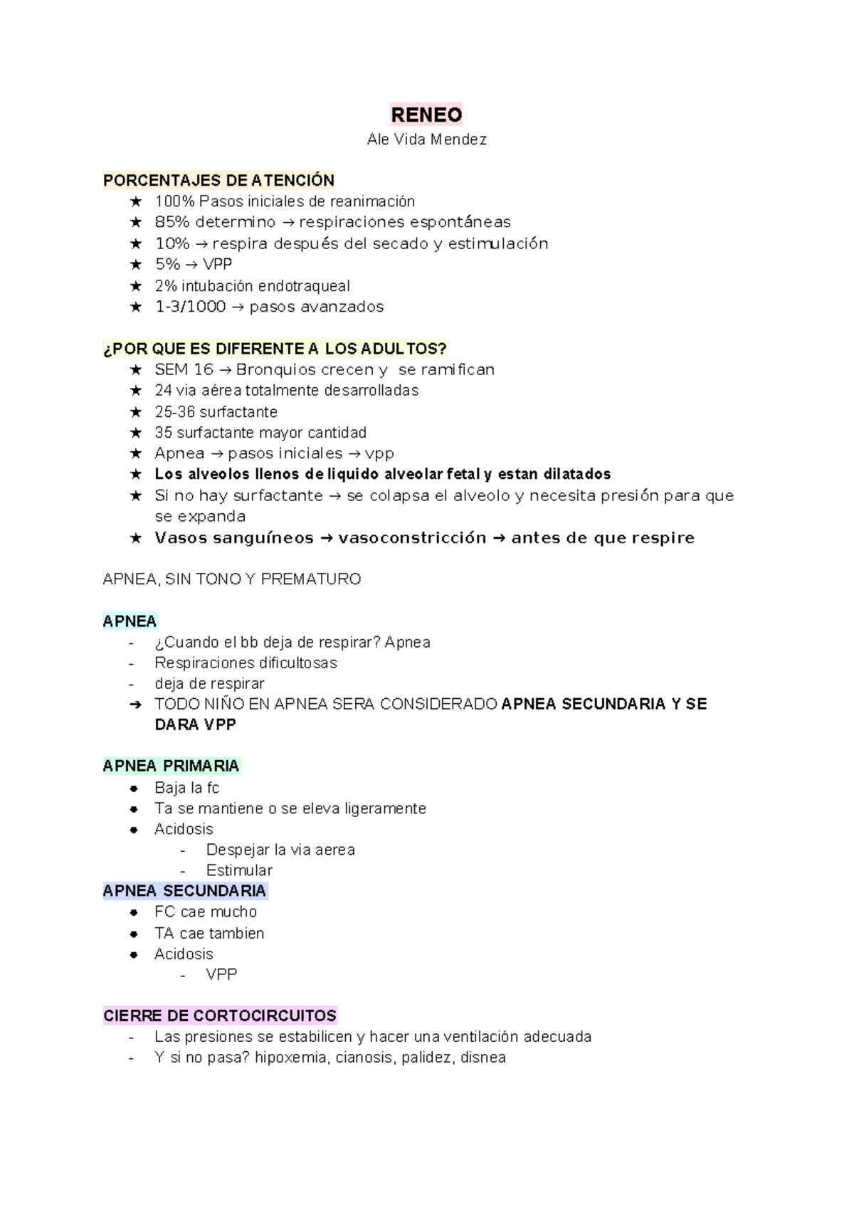 Reneo - Resumen Reanimacion Neonatal / Neonatal Resuscitation - RENEO ...
