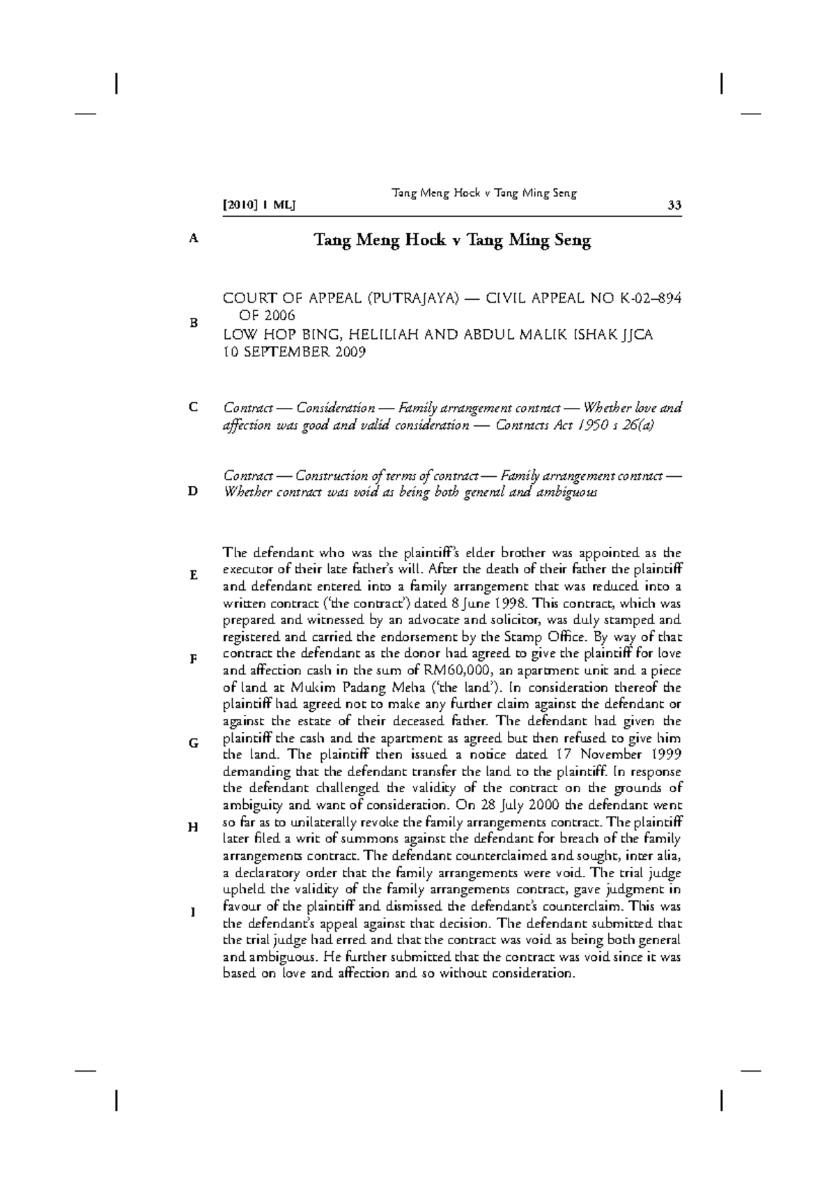 TANG MENG HOCK v TANG MING SENG: Court of Appeal Case Analysis 1 MLJ 33 ...