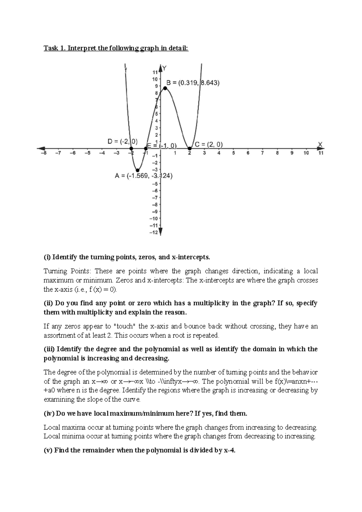 Written Assignment #4 - College Algebra: Graph Analysis & Box Volume ...