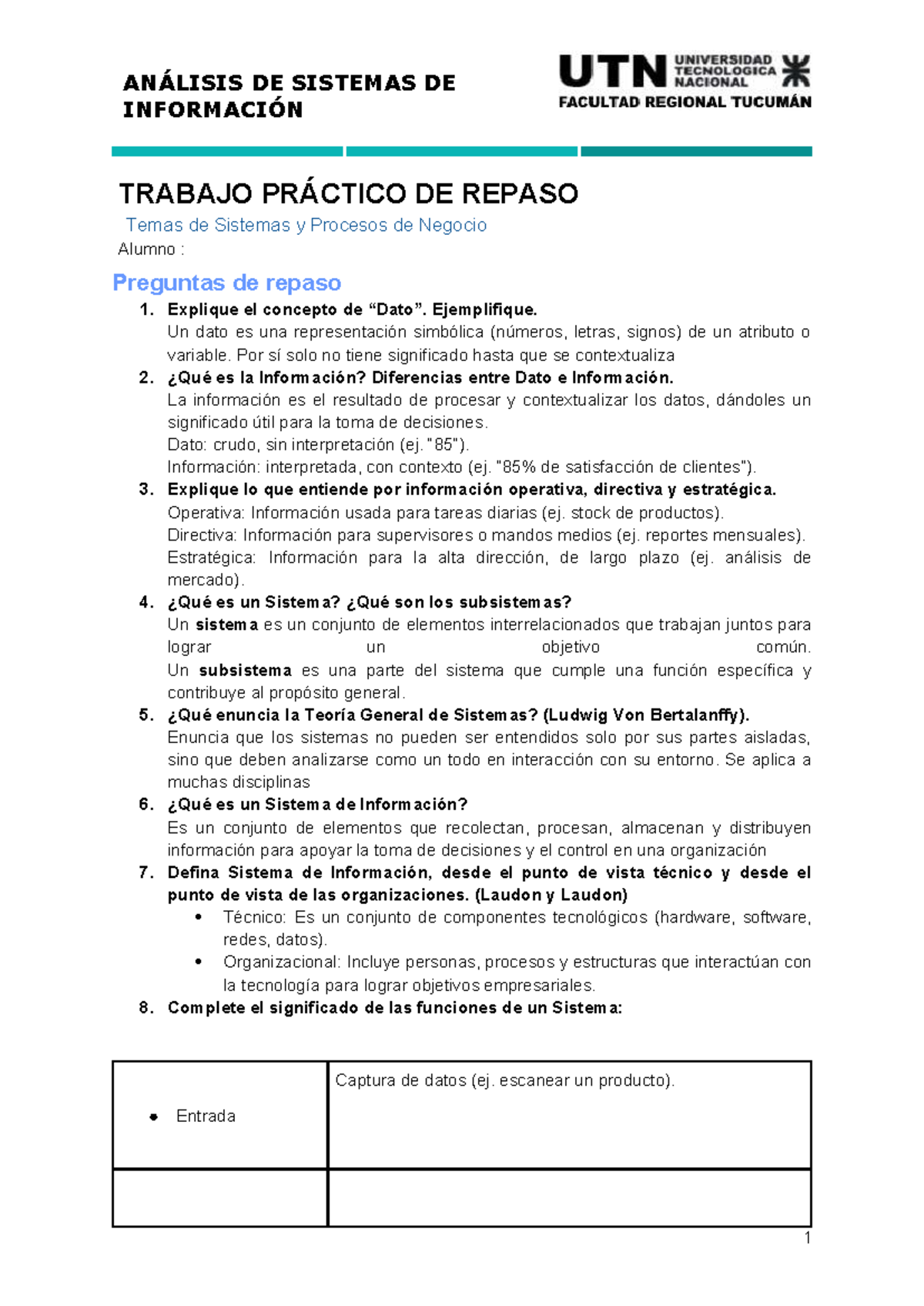 TP Repaso - Análisis de Sistemas de Información y Procesos de Negocio ...