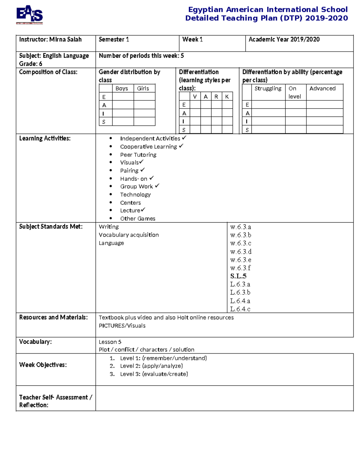 DTP 2019-2020: Week 1 Lesson Plan for Icebreaker Session - Studocu