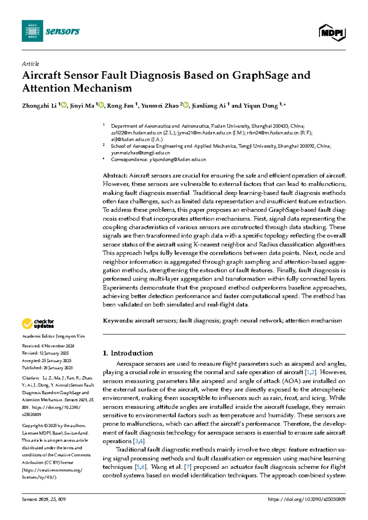 Aircraft Sensor Fault Diagnosis: GraphSage & Attention Mechanism (AER ...