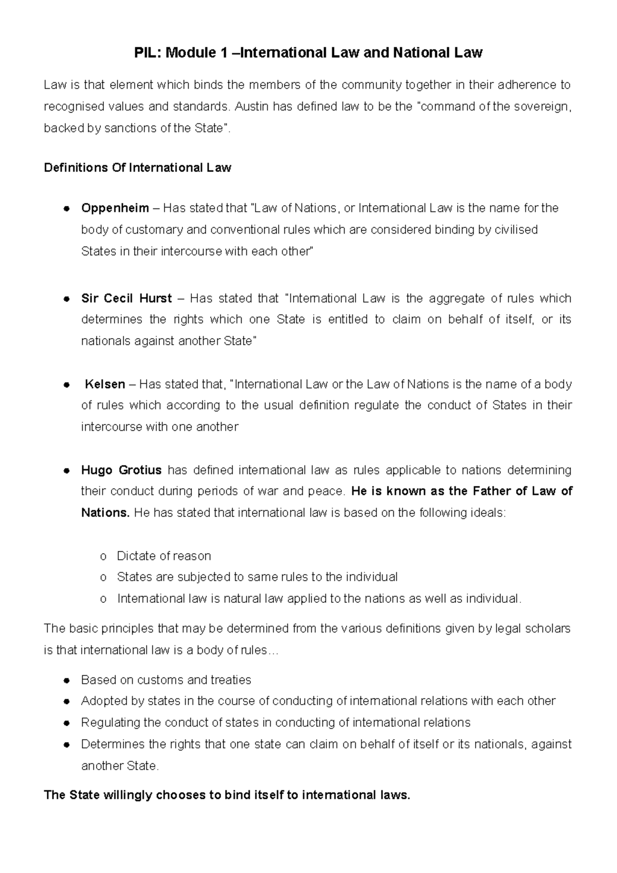 PIL: Module 1 - Understanding Law and National Law Principles - Studocu