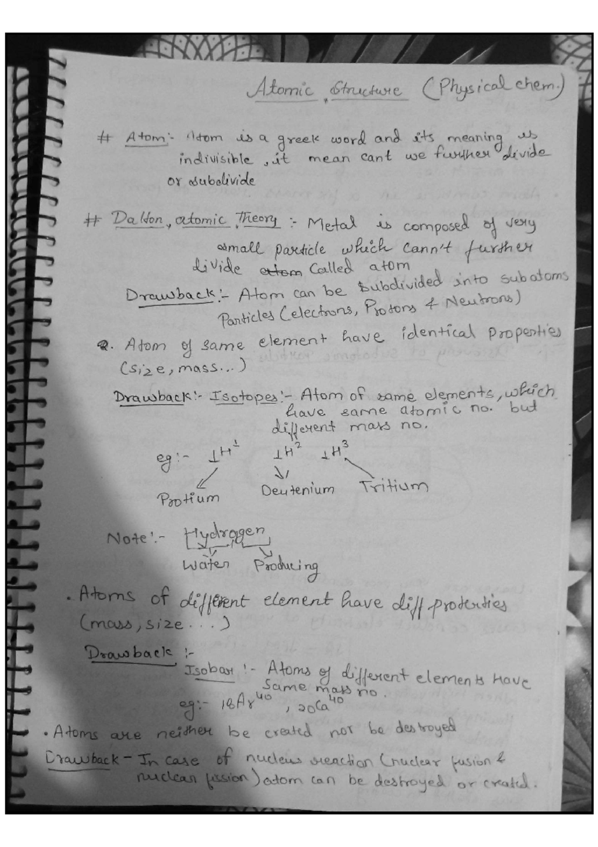 Atomic Structure Notes (Physical Chem.) - Studocu