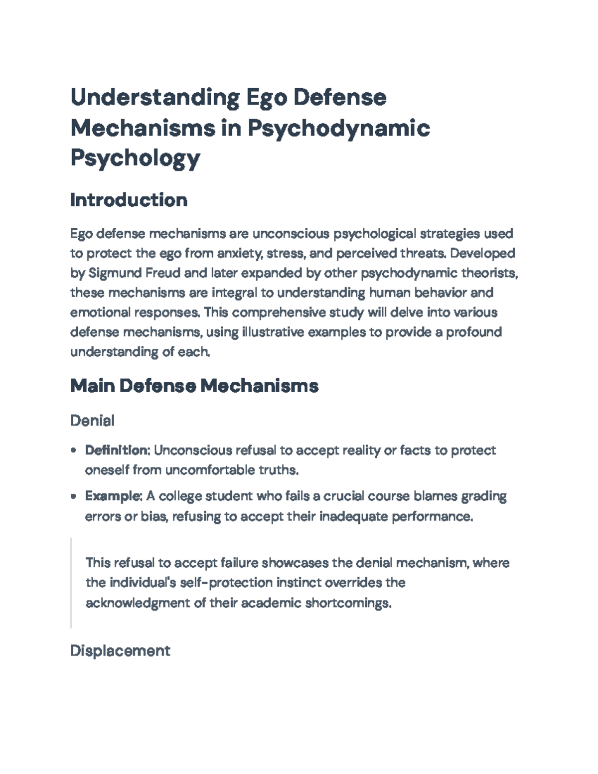 Understanding Ego Defense Mechanisms in Psychodynamic Psychology ...