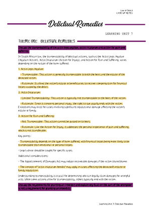 [Solved] With reference to the law of delict please summarise the case ...