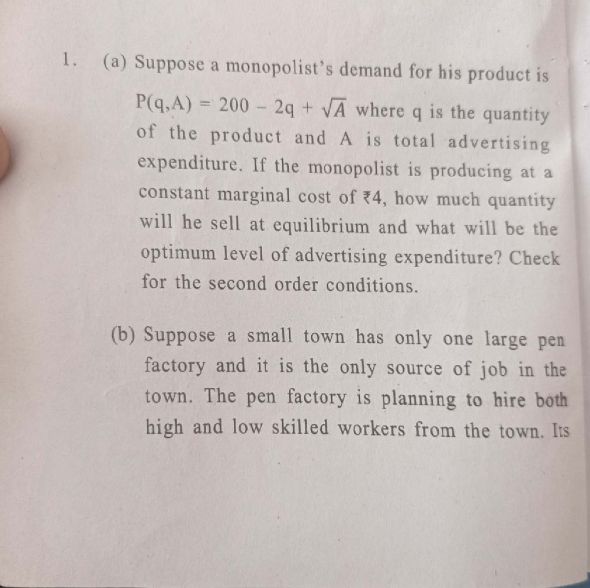 PYQs Microeconomics Sem 4 - Demand, Monopoly, and Public Goods Analysis ...