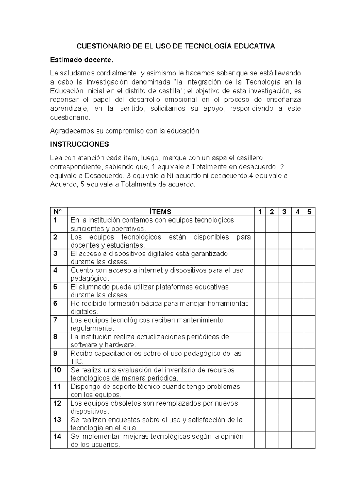 Cuestionario sobre el Uso de Tecnología Educativa en el Aula - Studocu