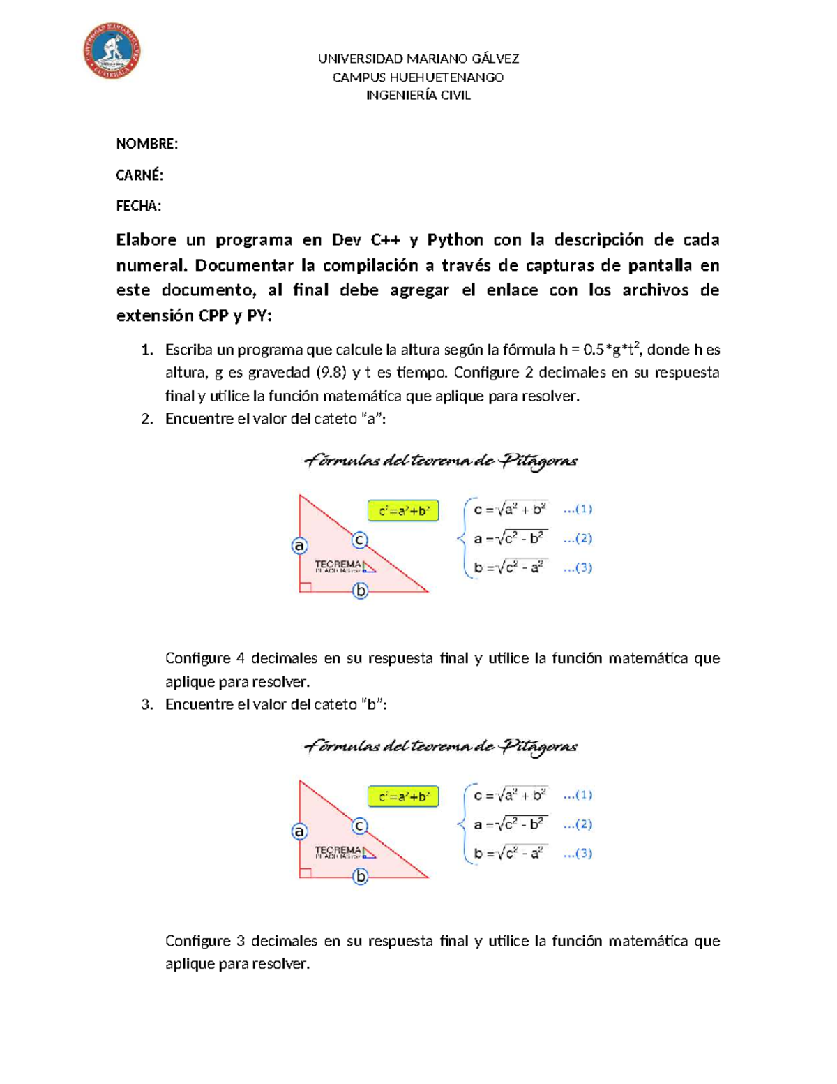 Laboratorio No. 2: Programación en Dev y Python - INGENIERÍA CIVIL ...