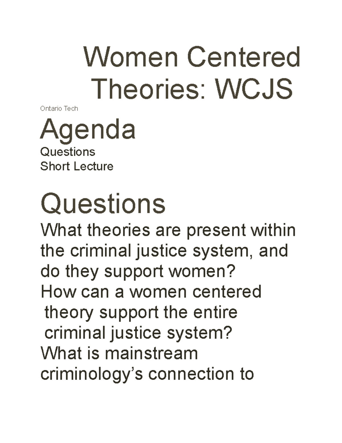 Women Centered Theories - Women Centered Theories: WCJS Ontario Tech ...