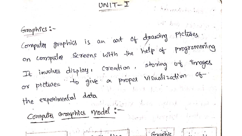 Computer Graphics Unit 1: Concepts, Applications, and Techniques - Studocu