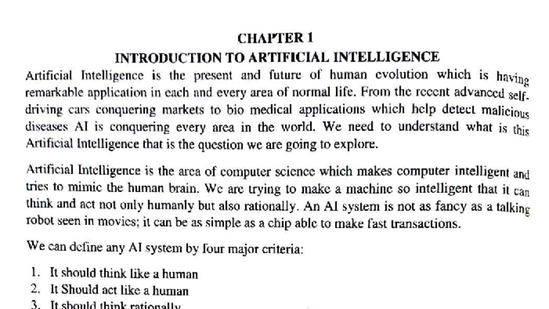 CHAPTER 1: INTRODUCTION TO ARTIFICIAL INTELLIGENCE (CS101) - Studocu