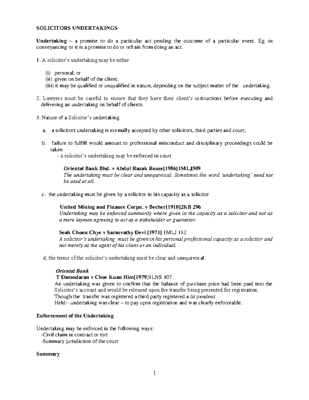 384537 Topic 6 Solicitors' Undertakings and Summary Jurisdiction ...