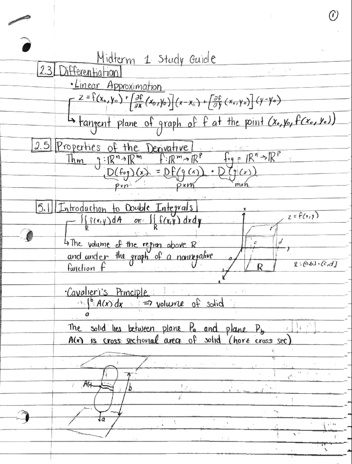 Midterm 1 Study Guide: Differentiation & Double Integrals Concepts - Studocu