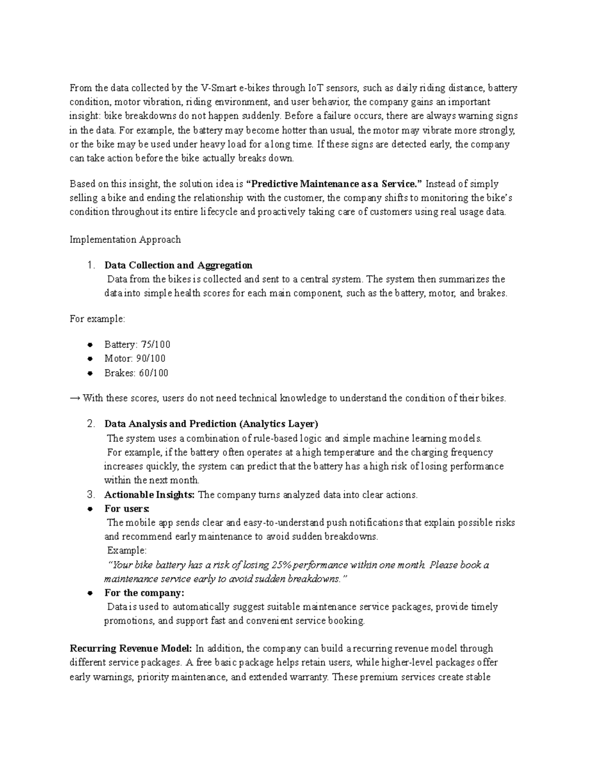 IoT Insights for Bike Maintenance: Weekly Practice Analysis - Studocu