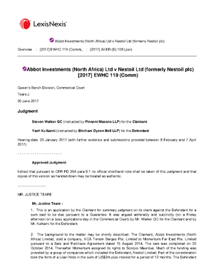 Manuel~1 - summary judgement case - Case No: HC 1999 04990, Neutral ...