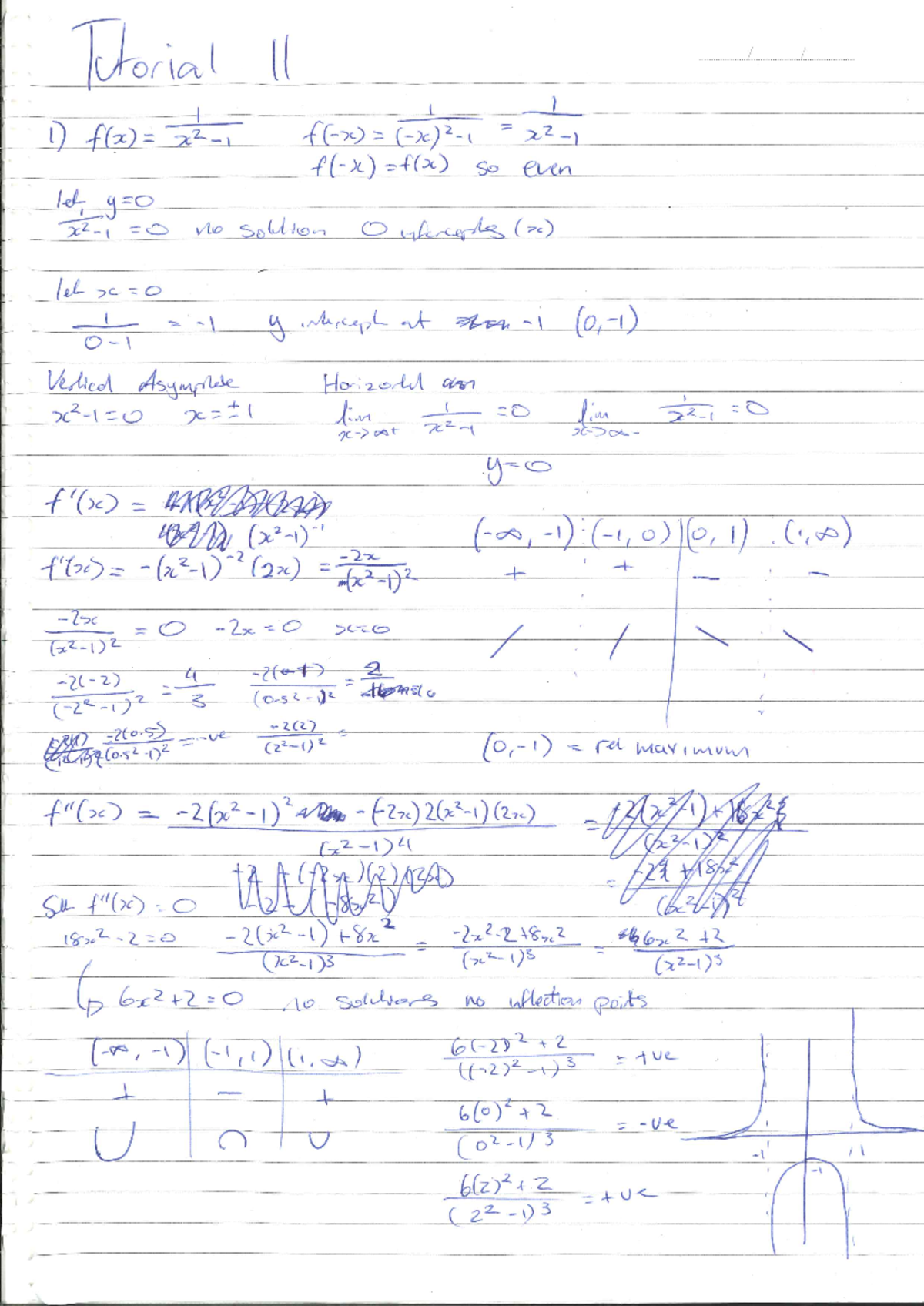 Tutorial 11: Working with Limits and Intercepts in Calculus - Studocu