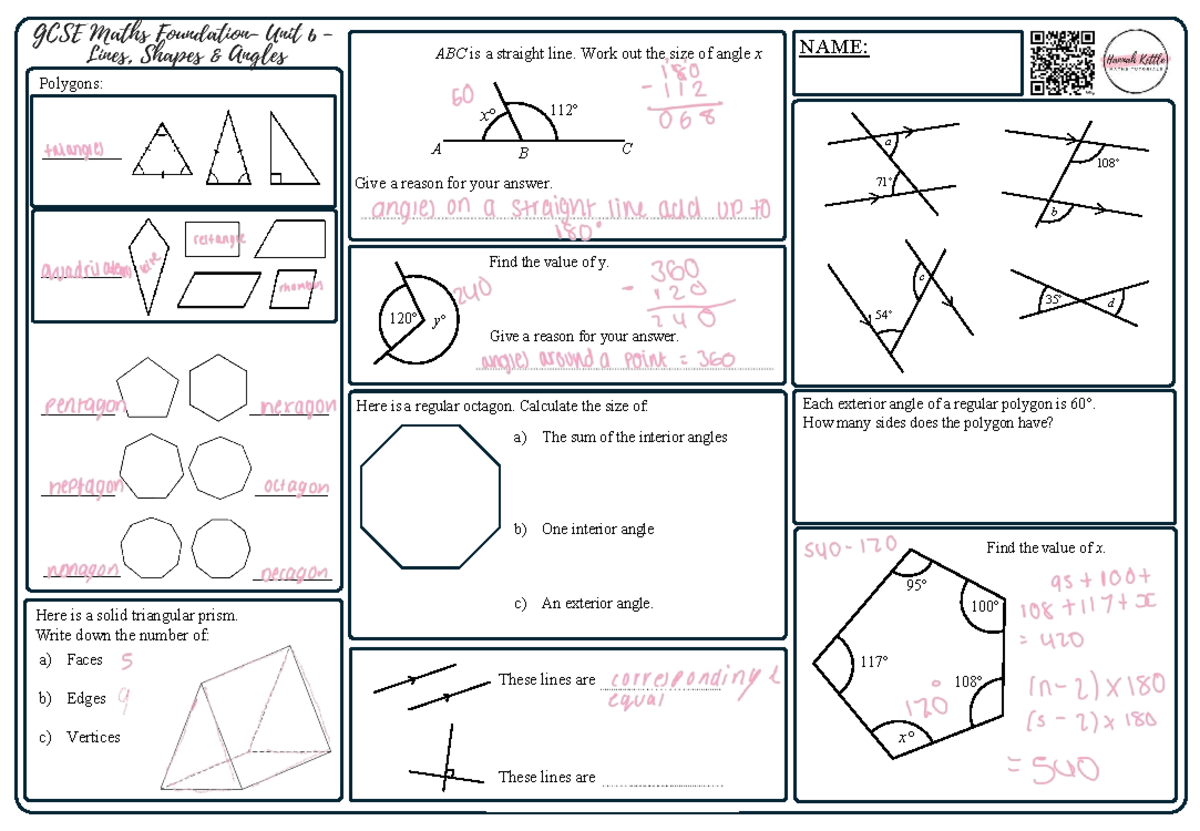 Foundation Unit 6 - Graphs: Angles and Polygons Analysis - Studocu