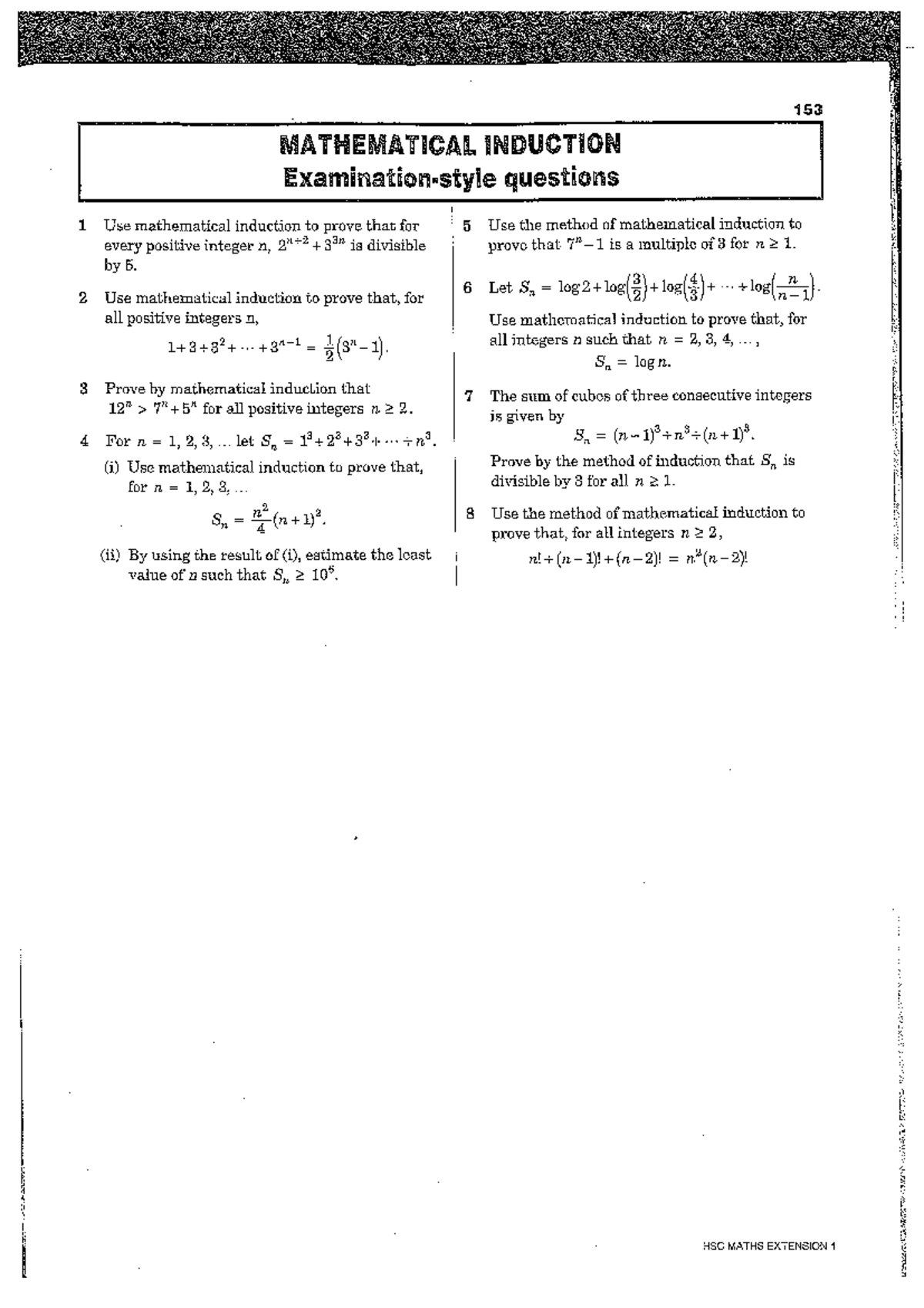 HSC MATHS EXTENSION 1 Induction Practice Questions and Solutions - Studocu