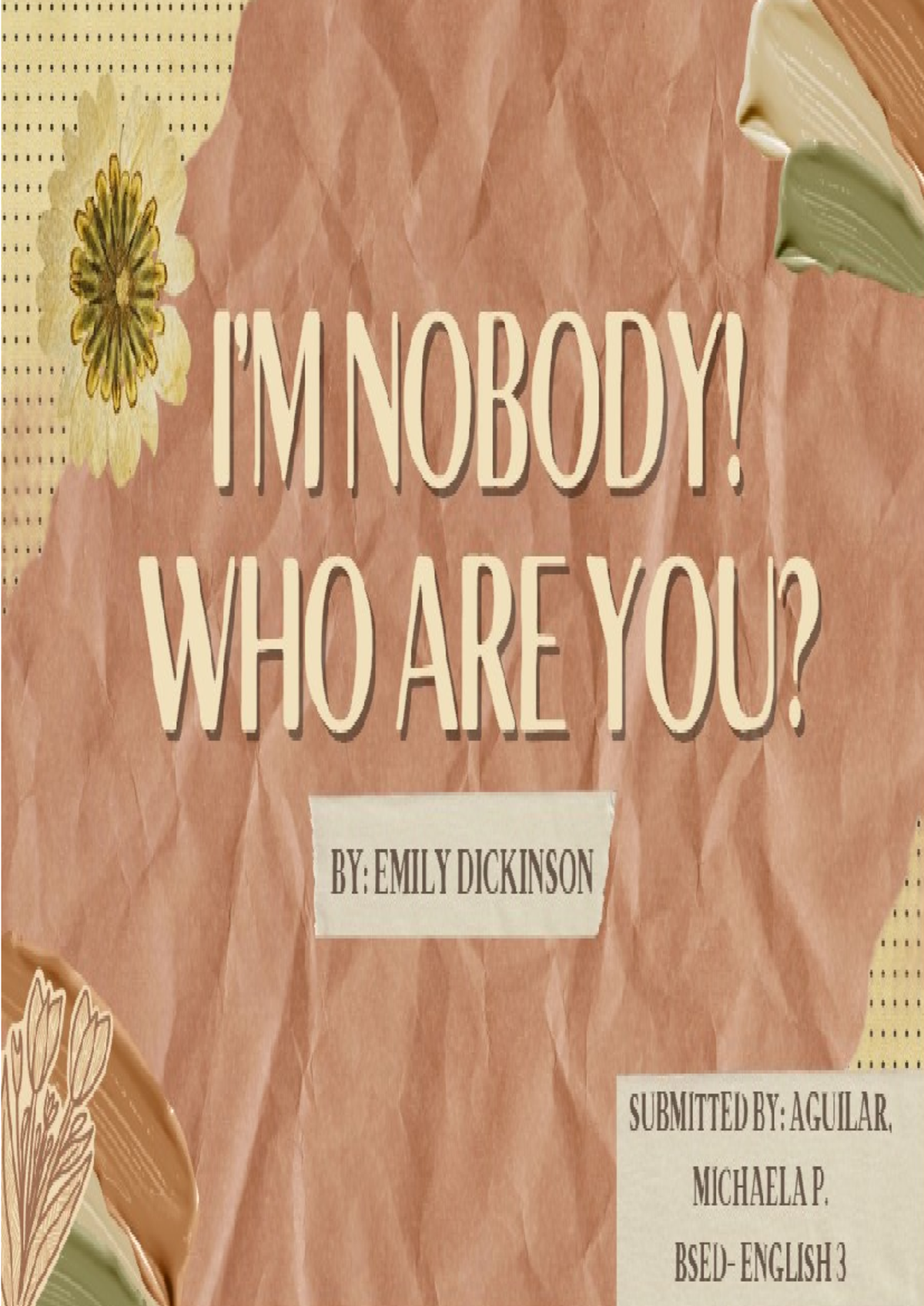 Emily Dickinson's "I'm Nobody! Who Are You?" Analysis - Studocu