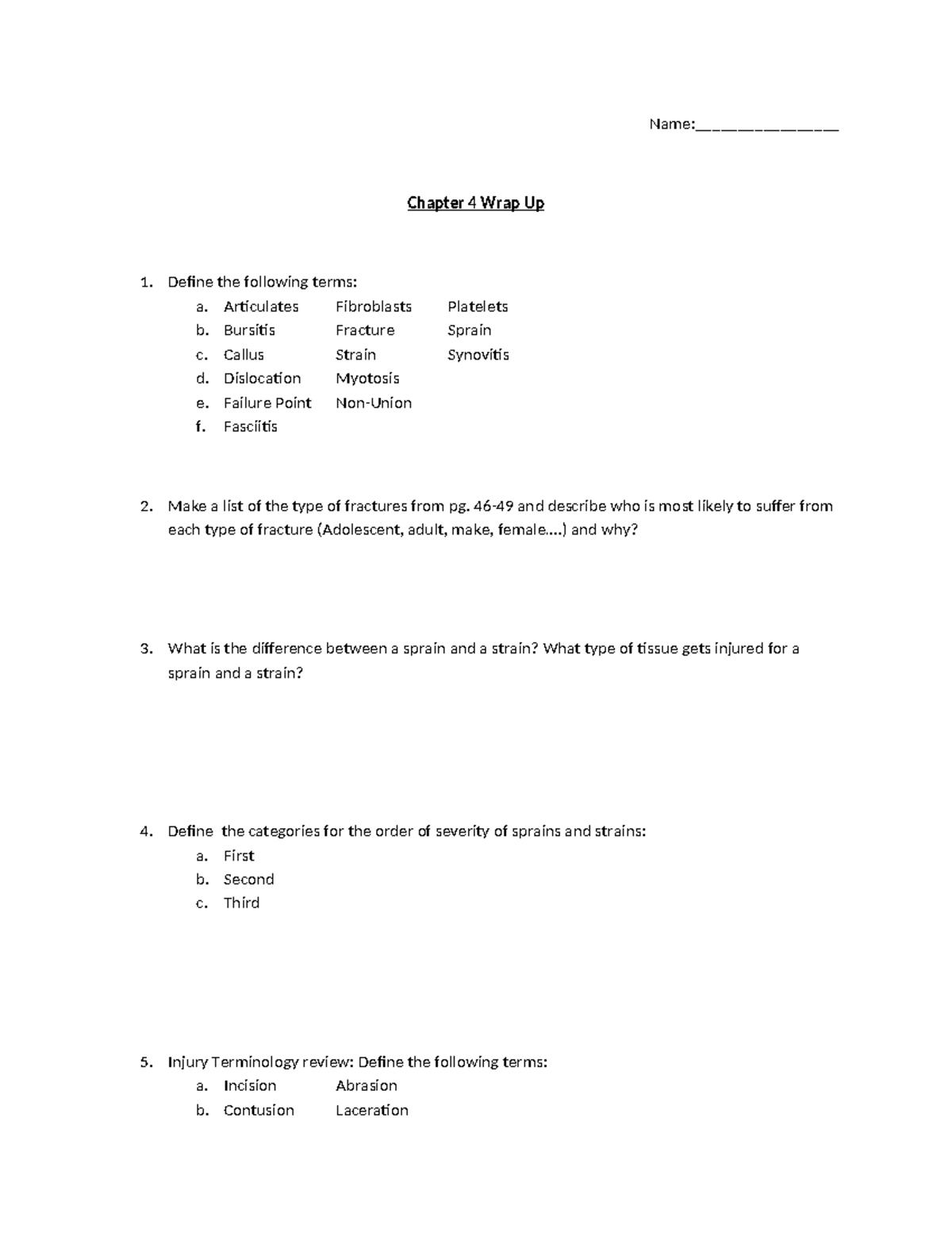 Chapter 4 Review: Key Terms & Concepts in Injury Terminology - Studocu