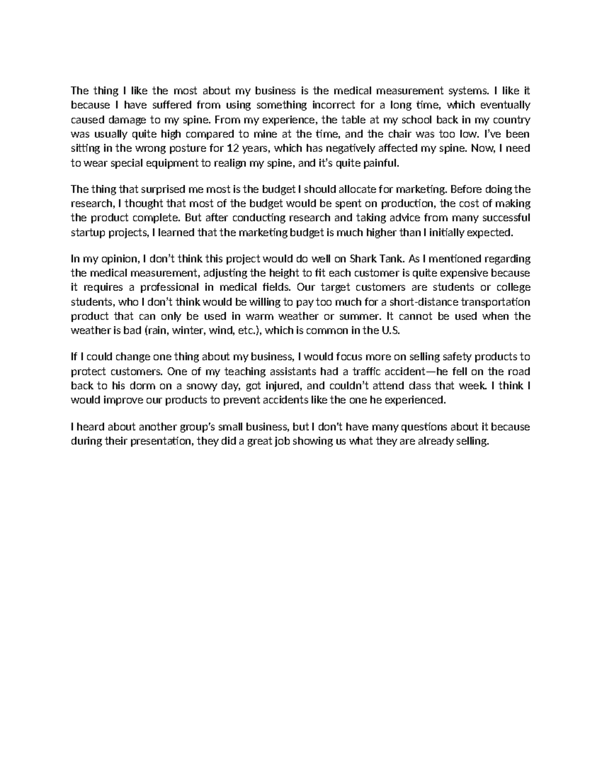 Week 13 Journal 7 - Final essays - The thing I like the most about my ...