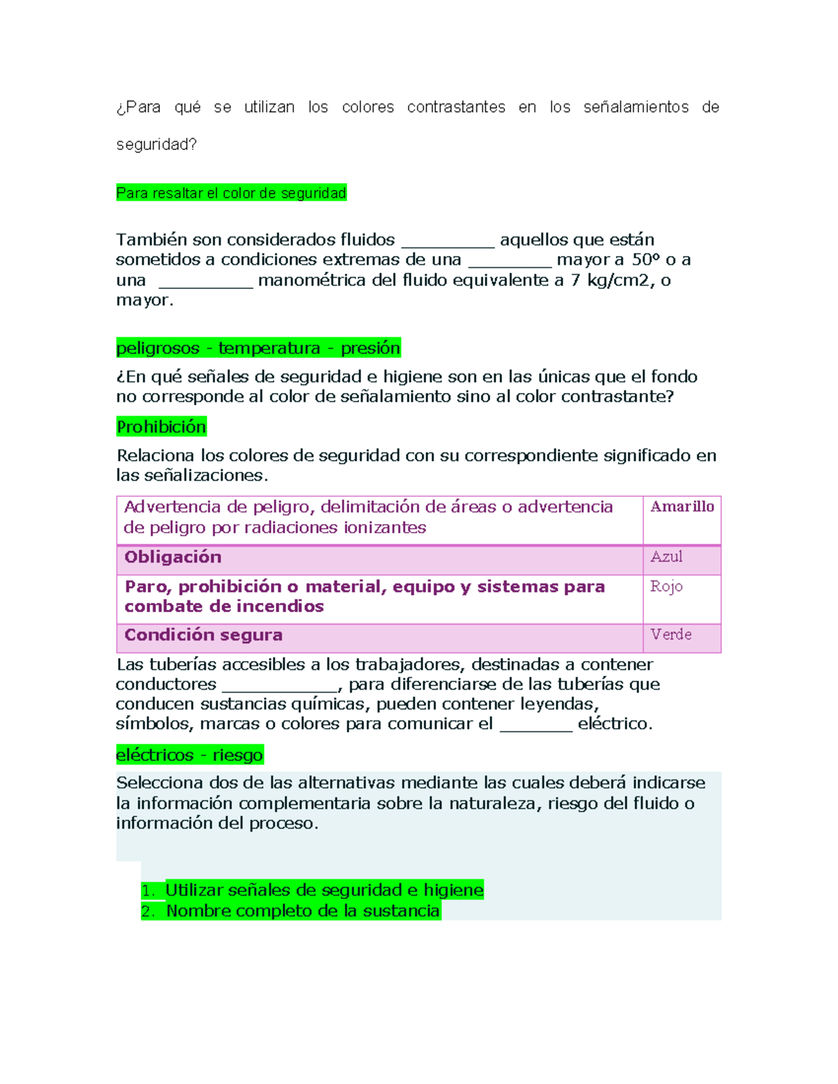 Señalamientos de Seguridad - NOM 026 - Colores y Significados - Studocu