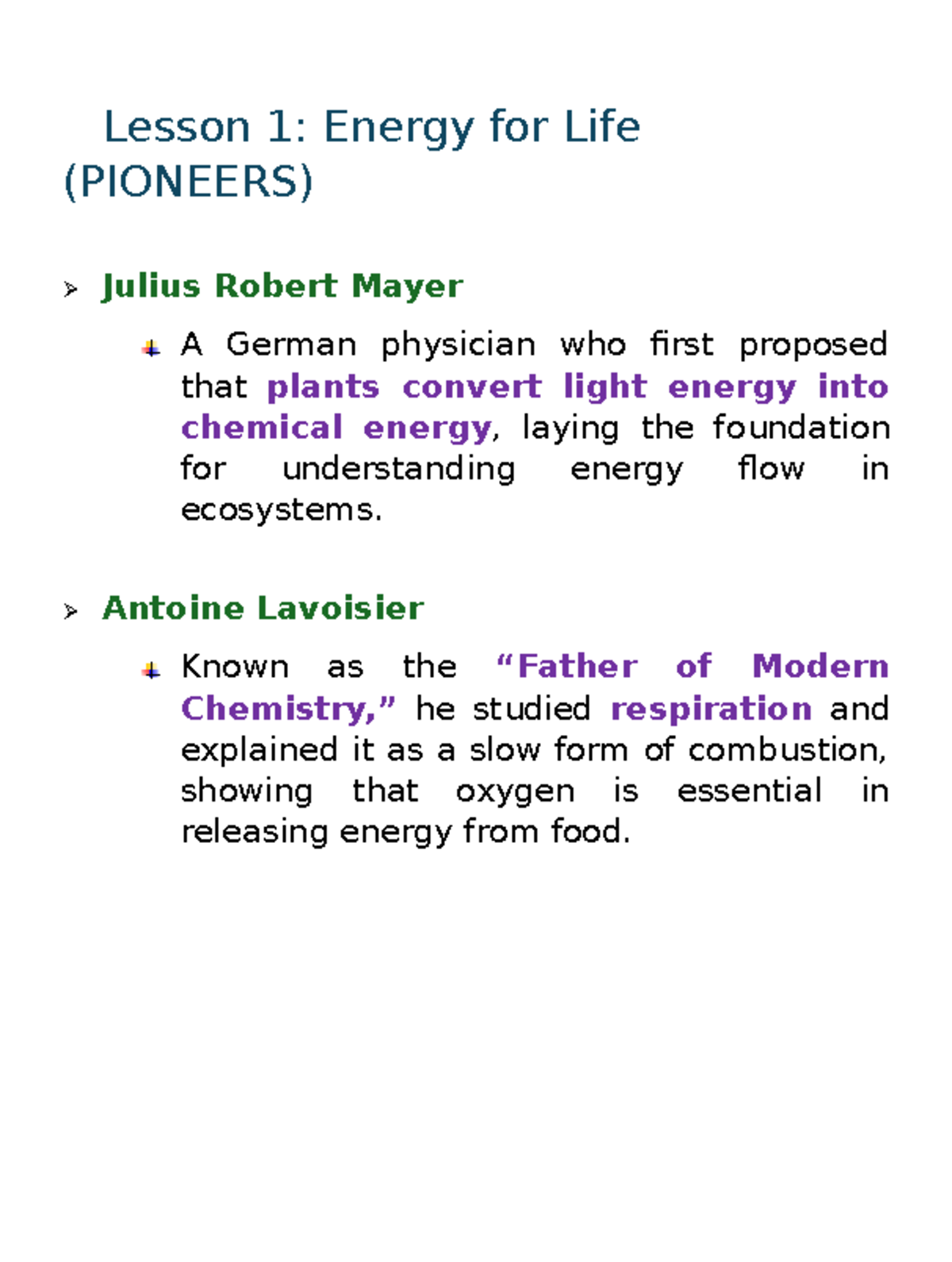 PIONEERS: Energy Flow & Cellular Respiration Lessons Overview - Studocu