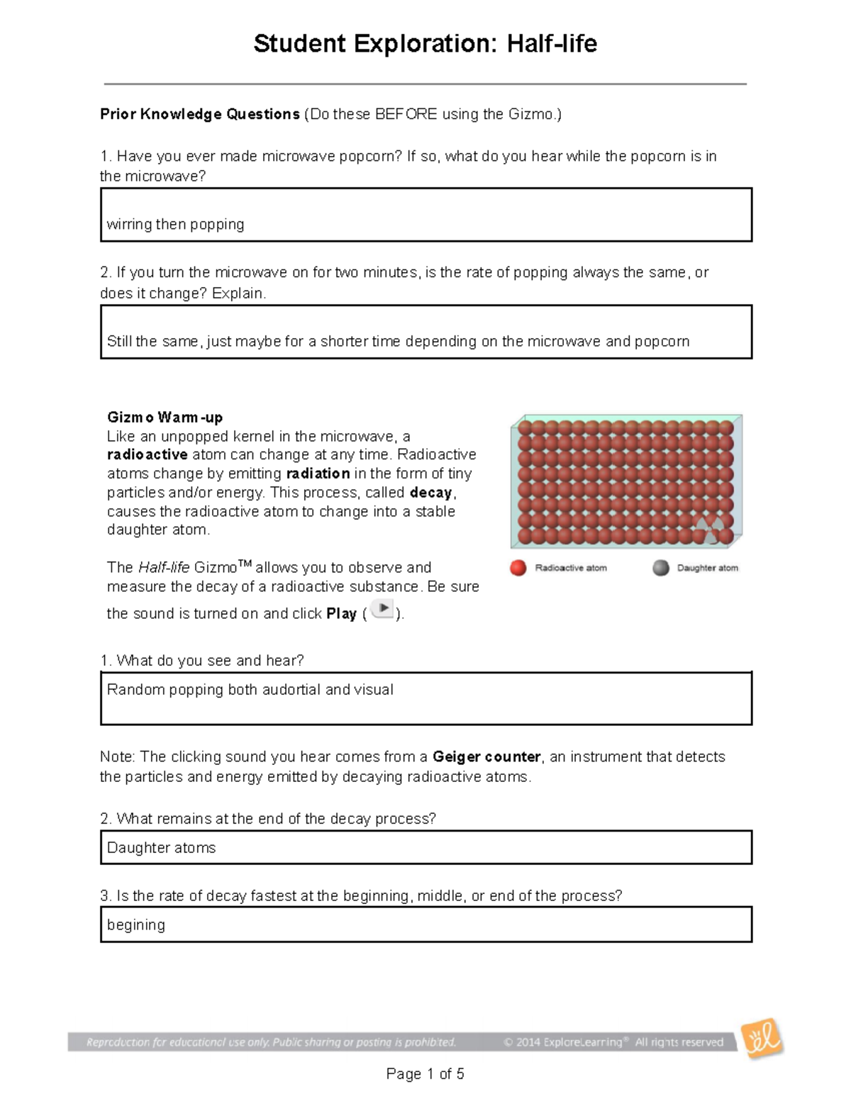 Copy of Student Exploration Half-life - Prior Knowledge Questions (Do ...
