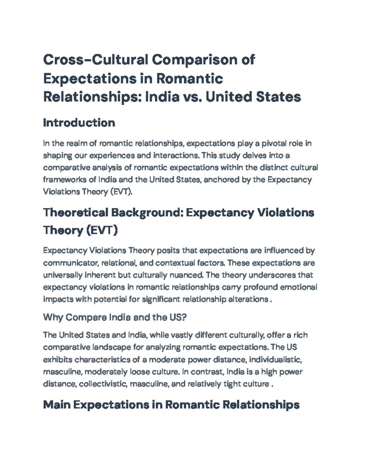 Cross-Cultural Analysis of Romantic Expectations: India vs. US - Cross ...