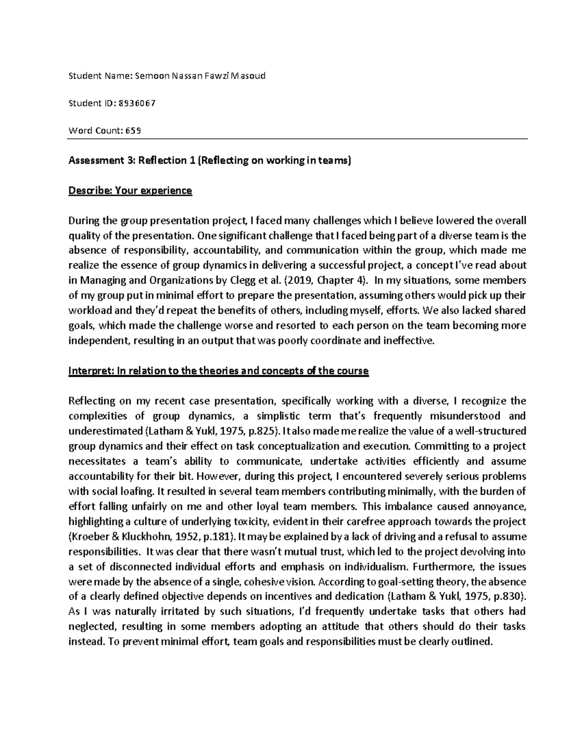 Assessment 3 - DIEP reflection - Student Name: Semoon Nassan Fawzi ...