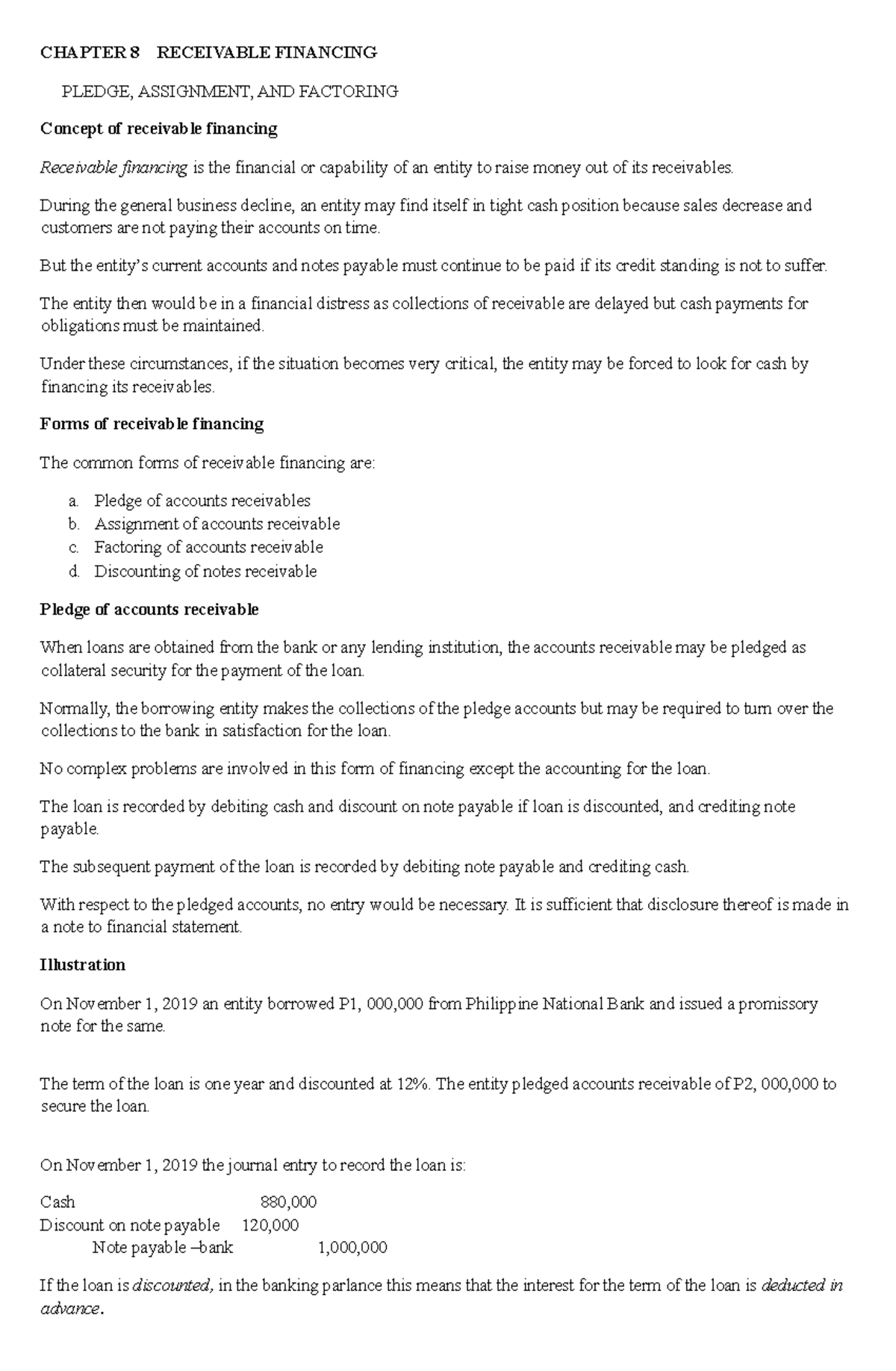 Module 8: Comprehensive Overview of Receivable Financing Techniques ...