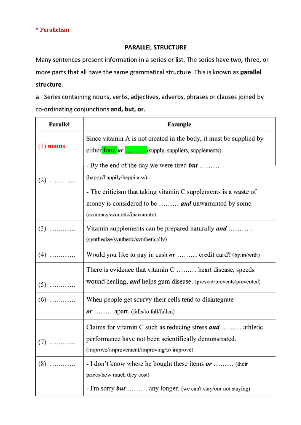 * E-V Translation: Understanding Parallel Structure - Studocu