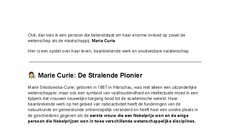 Marie Curie: De Stralende Pionier van Wetenschap en Maatschappij - Studocu