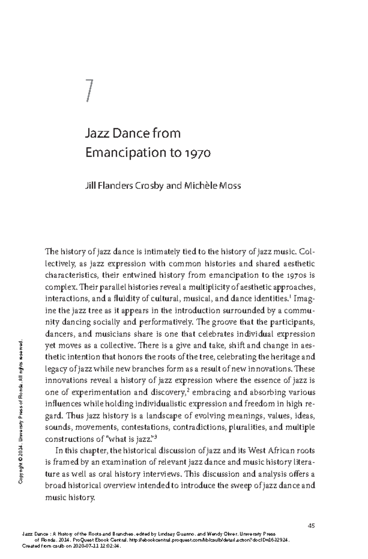 Jazz Dance: Historical Evolution from Emancipation to 1970 (Course Code ...