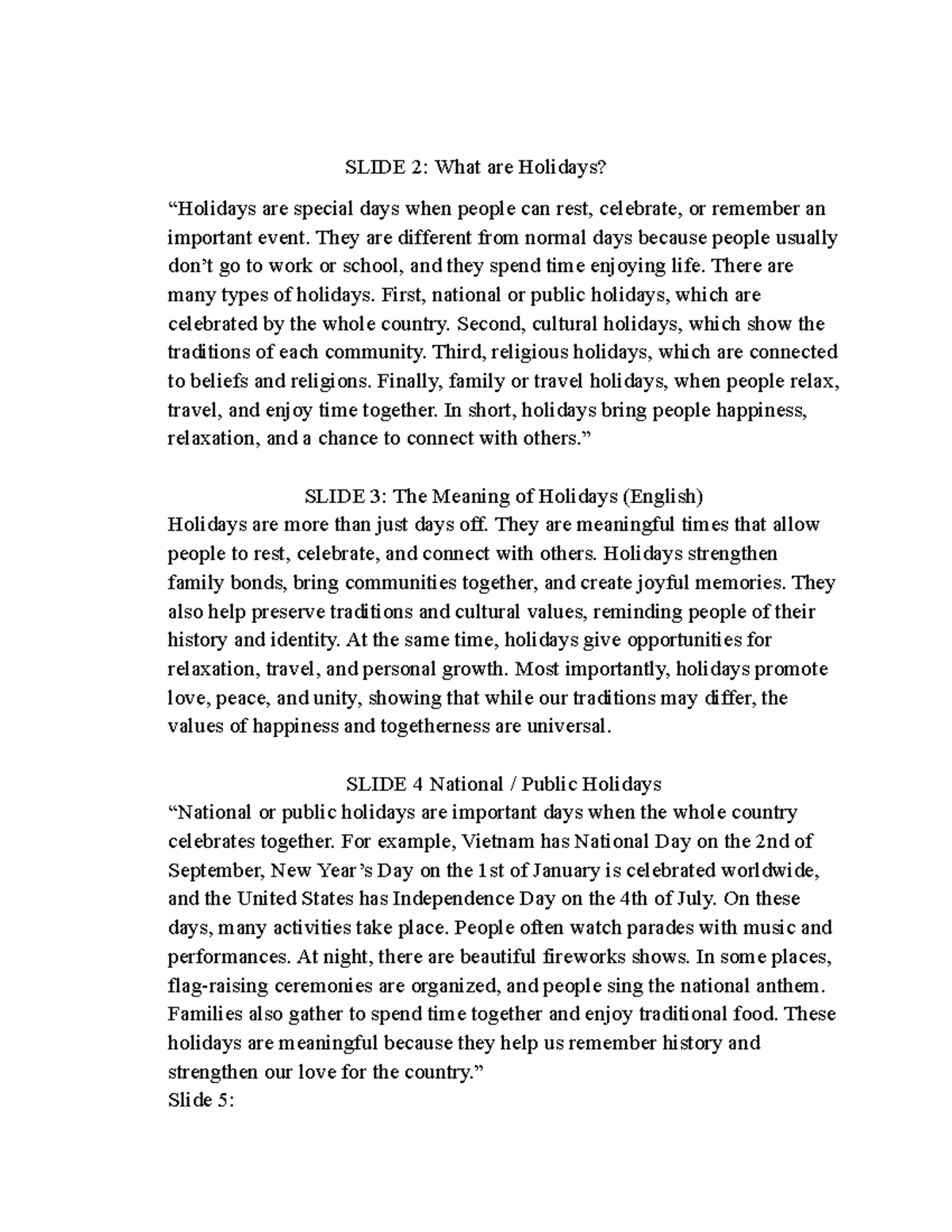 Holidays: Understanding Their Significance and Types - Studocu