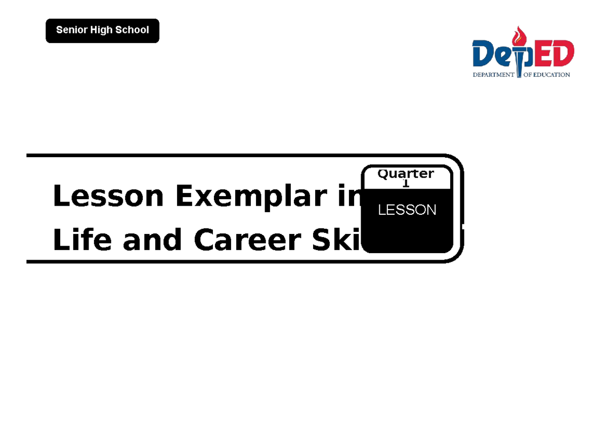 SHS LCS Q1 LE7 - Life and Career Skills Lesson Exemplar - Studocu